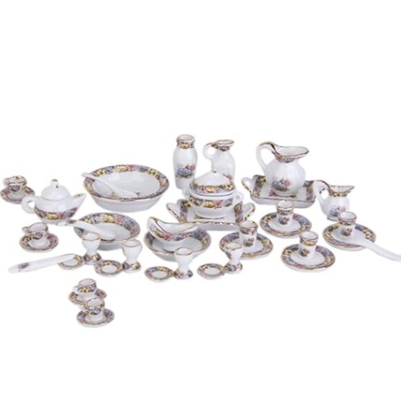 MagiDeal | Toys | Nib 4 Piece Porcelain Dollhouse Tea Set 12 Scale ...